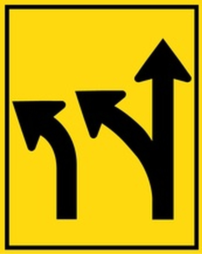 Buy WA-51L Left Lane Exits, Next Lane Exit Or Through Sign
